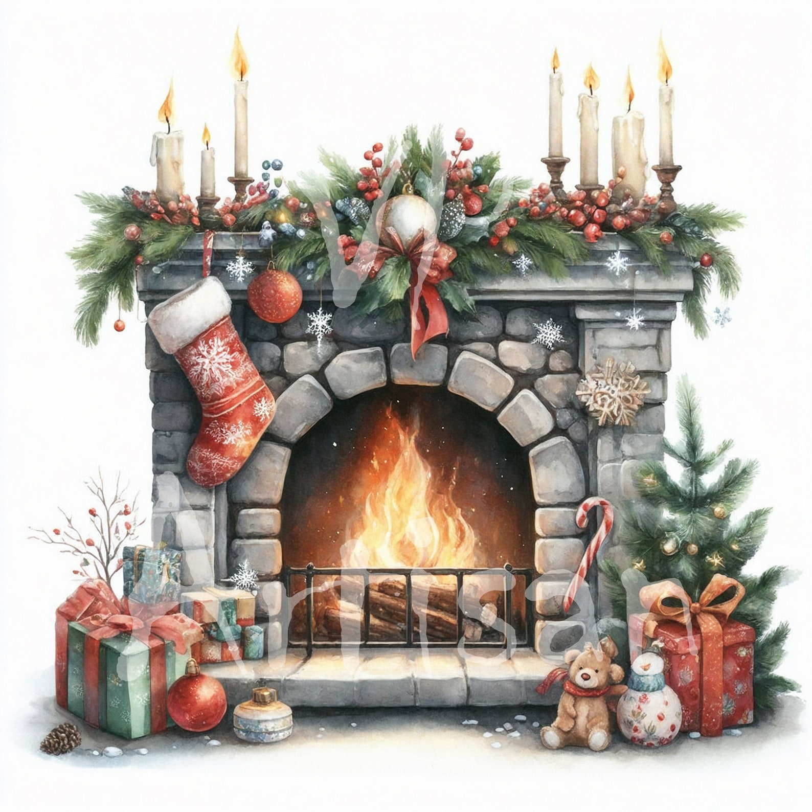 Christmas Fireplace Clipart. Christmas Clipart. Christmas Card Idea ...