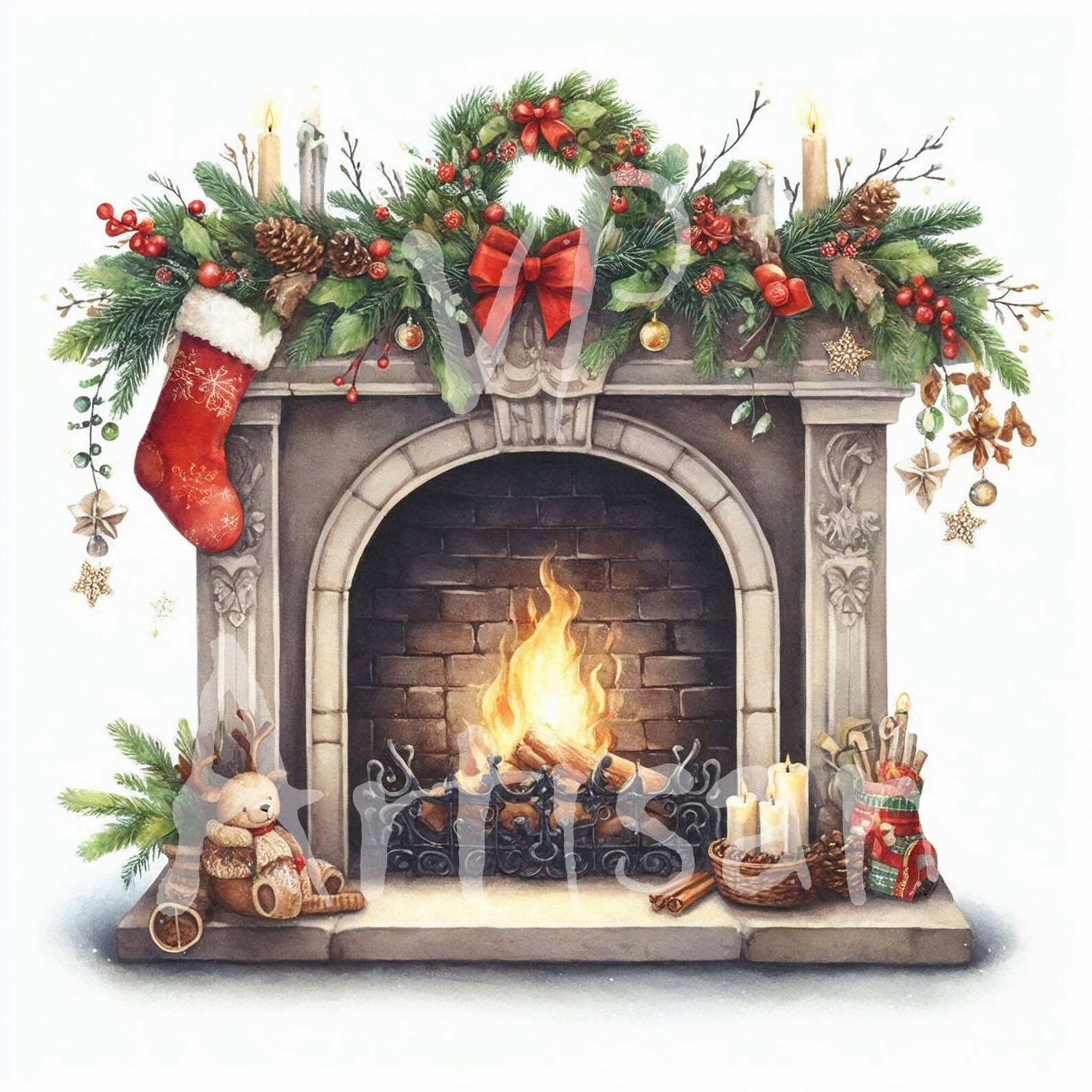 Christmas Fireplace Clipart. Christmas Clipart. Christmas Card Idea ...