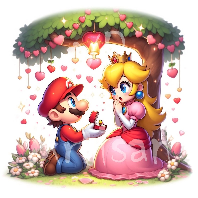 Valentine's Super Mario and Princess Peach Clipart. Valentines Clipart ...