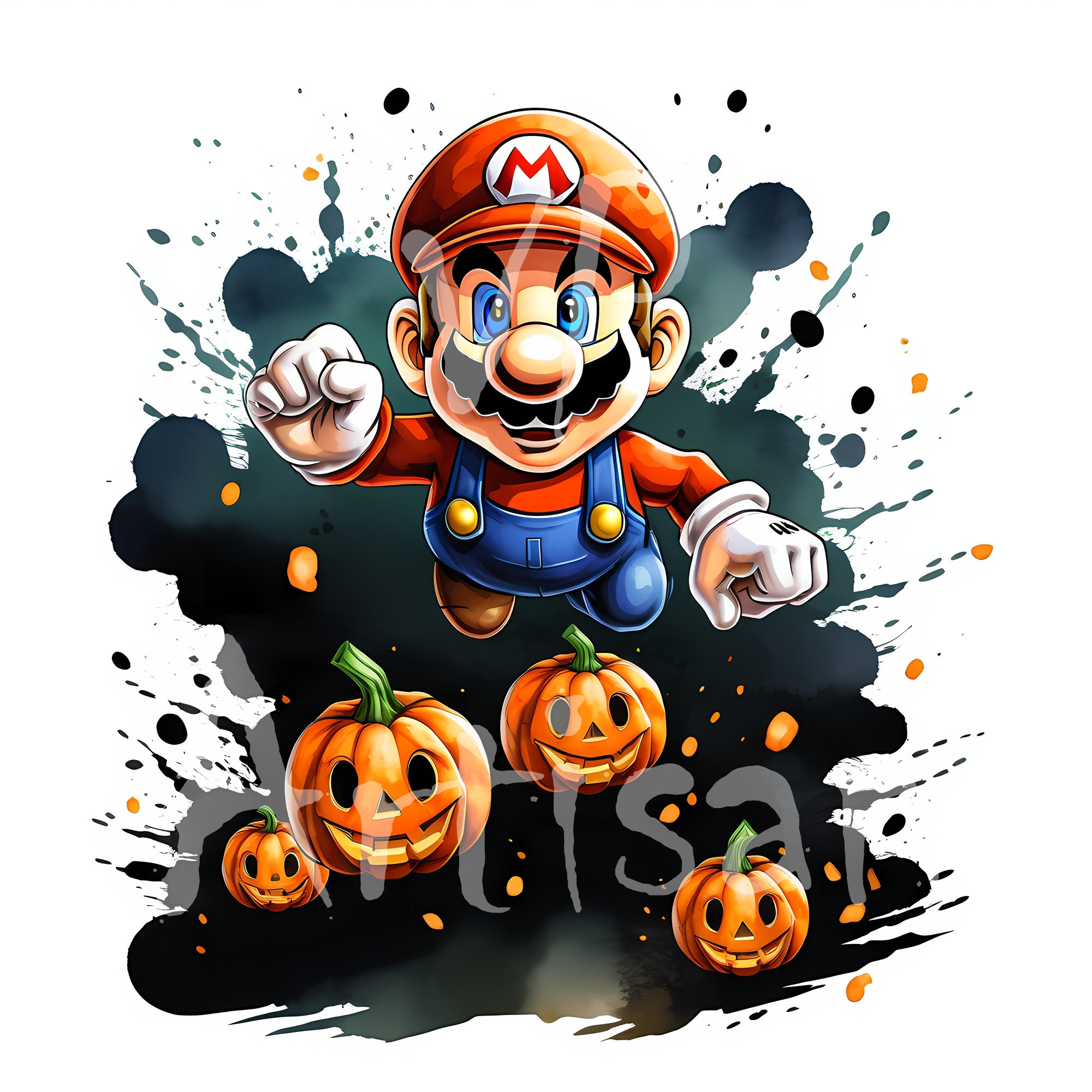 Halloween Super Mario Clipart. Pastel Halloween Clipart. Watercolor ...