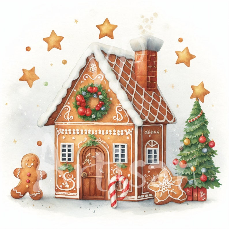 Gingerbread House Christmas Clipart - 12 High Quality Jpgs - Etsy