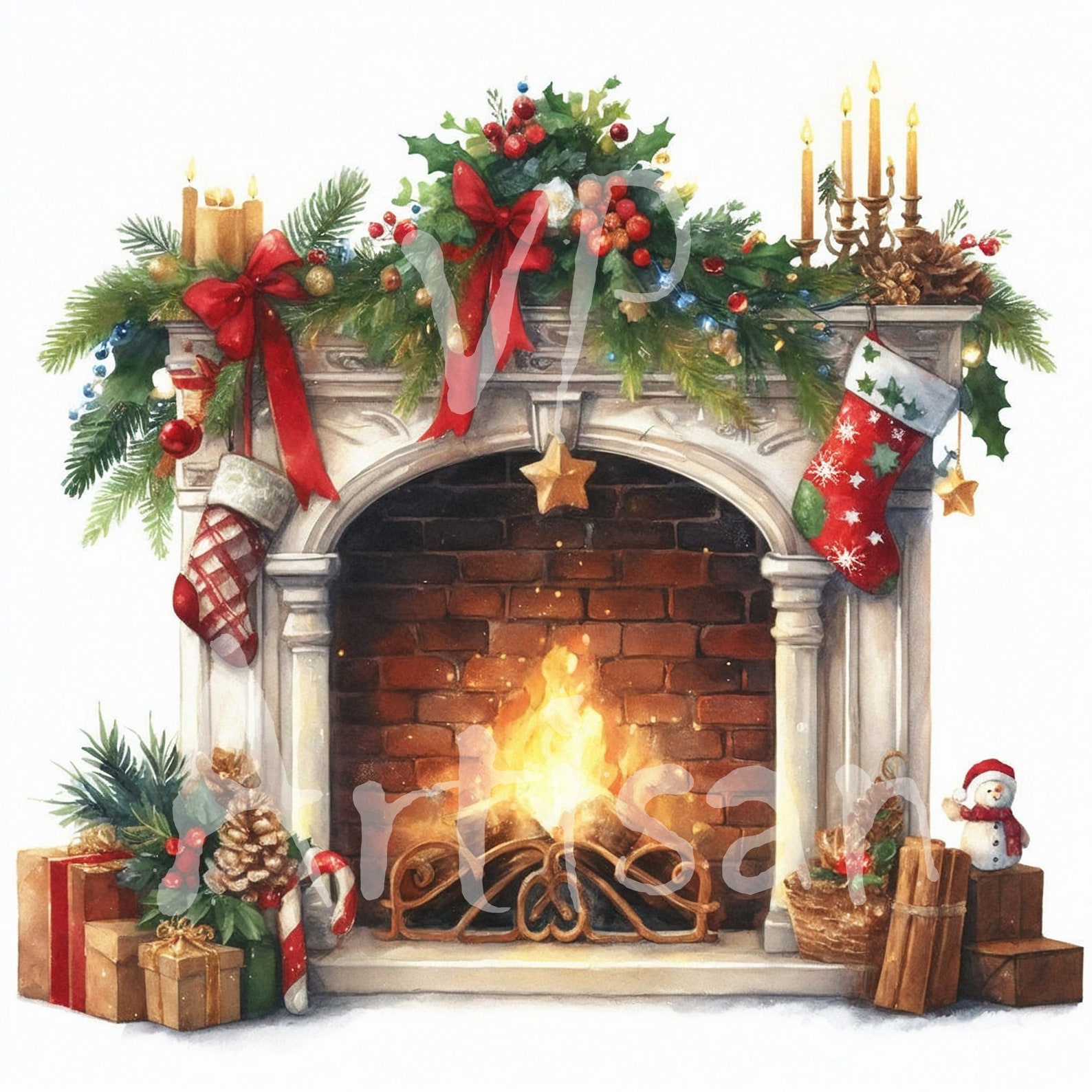 Christmas Fireplace Clipart. Christmas Clipart. Christmas Card Idea ...