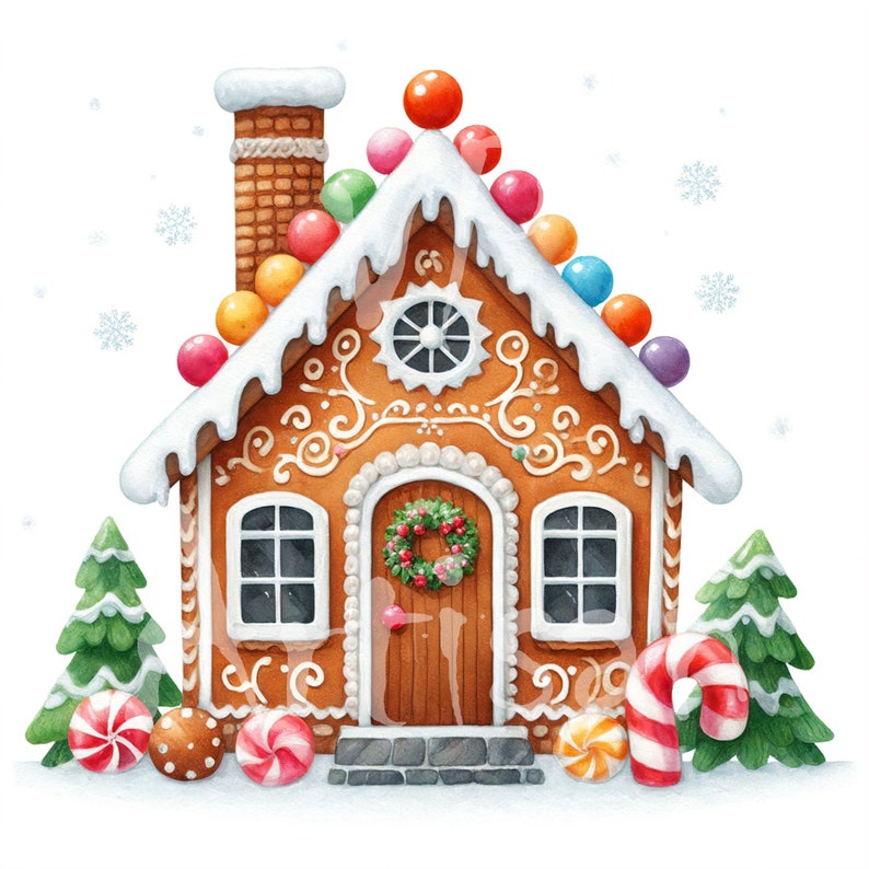 Gingerbread House Christmas Clipart - 12 High Quality Jpgs - Etsy