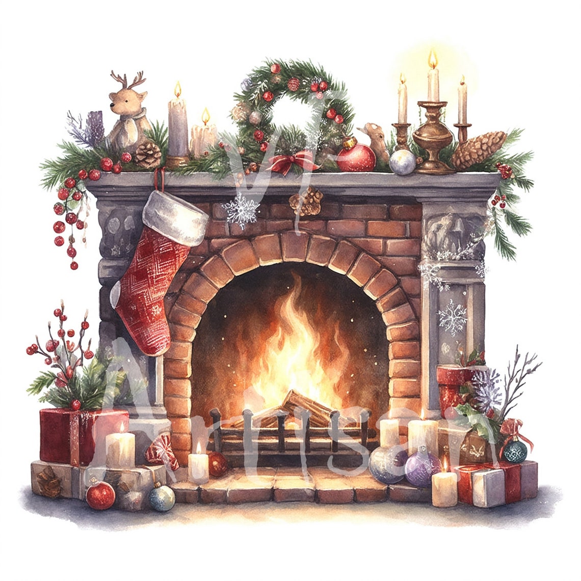 Christmas Fireplace Clipart. Christmas Clipart. Christmas Card Idea ...