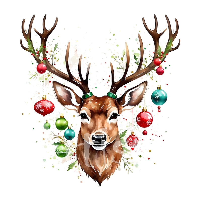 Christmas Deer Clipart. Christmas Clipart. Christmas Card Idea ...