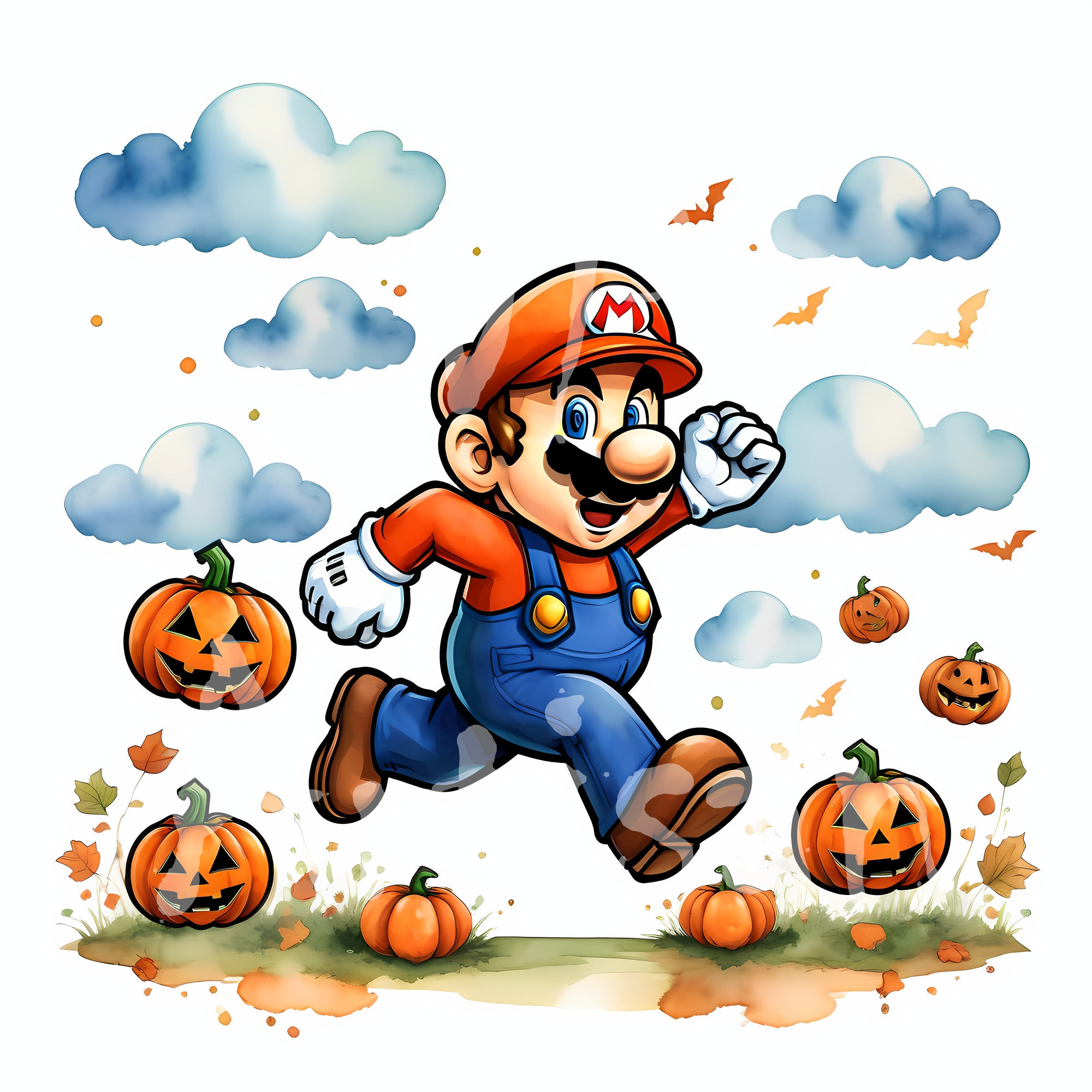 Halloween Super Mario Clipart. Pastel Halloween Clipart. Watercolor ...