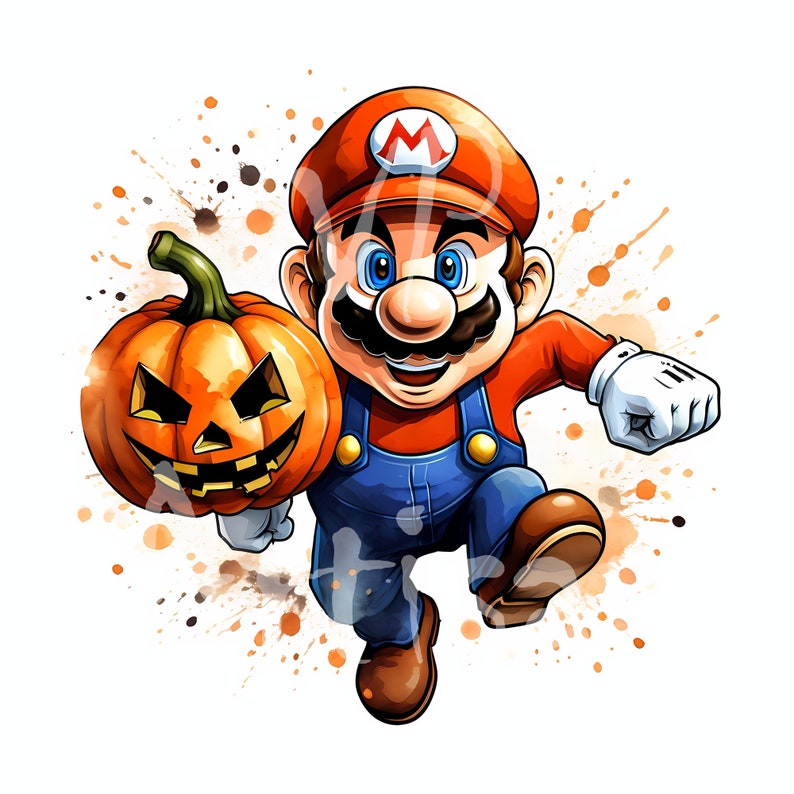Halloween Super Mario Clipart. Pastel Halloween Clipart. Watercolor ...