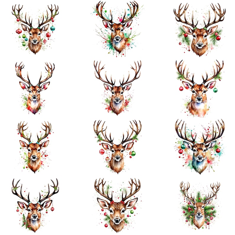Christmas Deer Clipart. Christmas Clipart. Christmas Card Idea ...