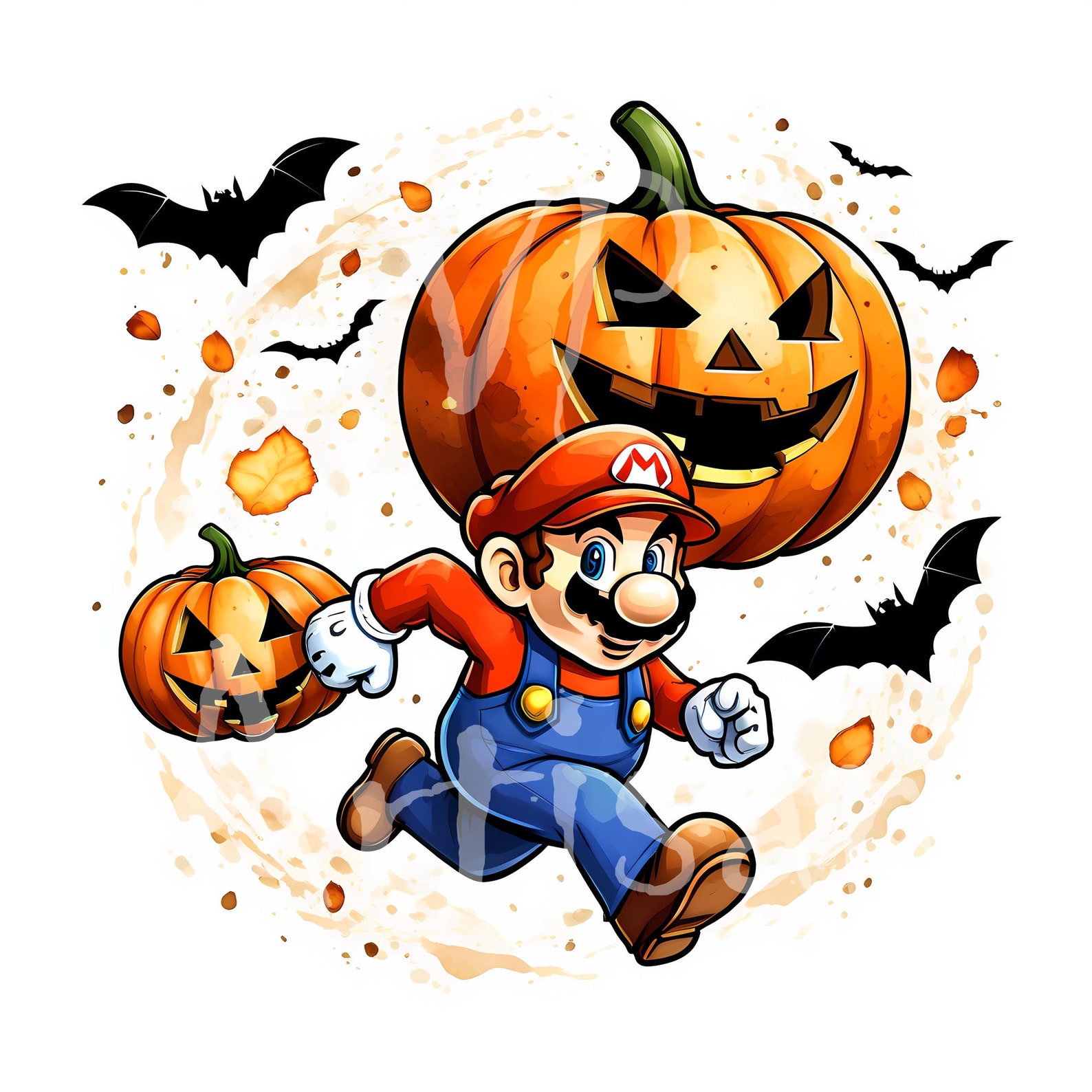 Halloween Super Mario Clipart. Pastel Halloween Clipart. Watercolor ...