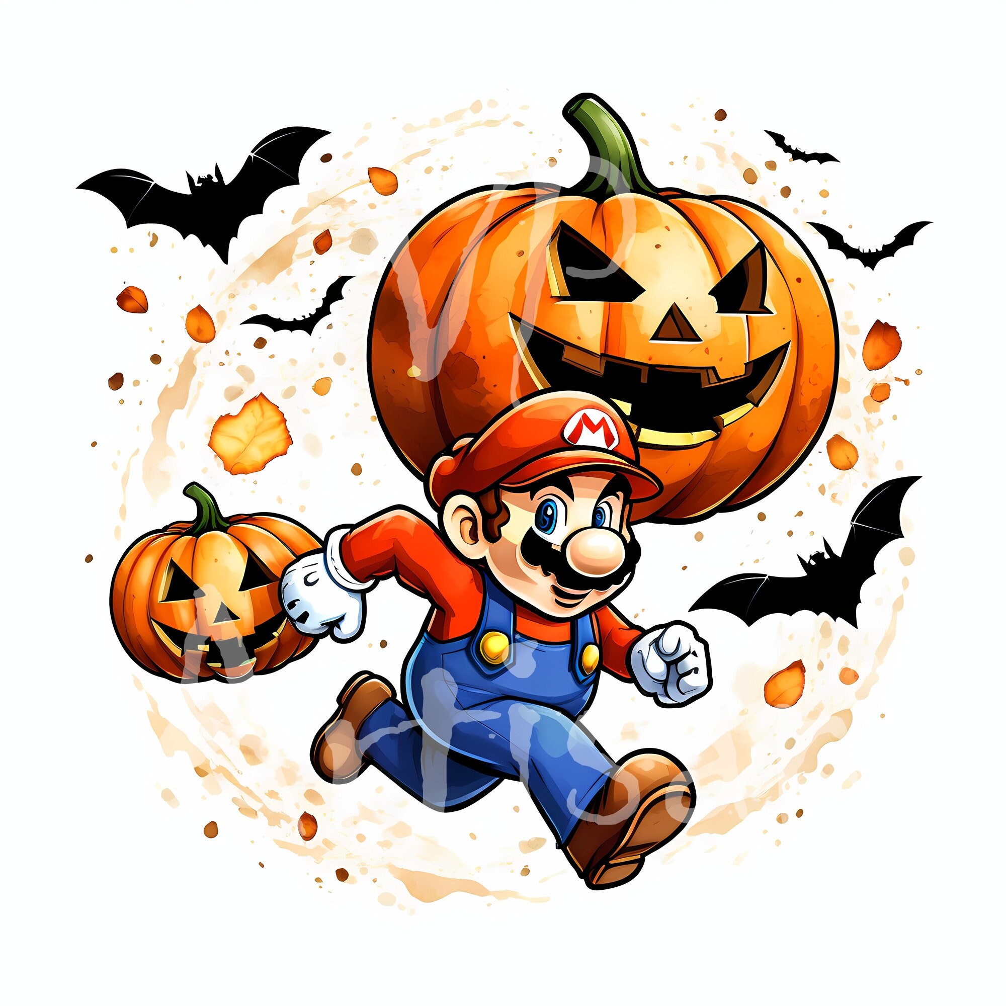 Halloween Super Mario Clipart. Pastel Halloween Clipart. Watercolor ...