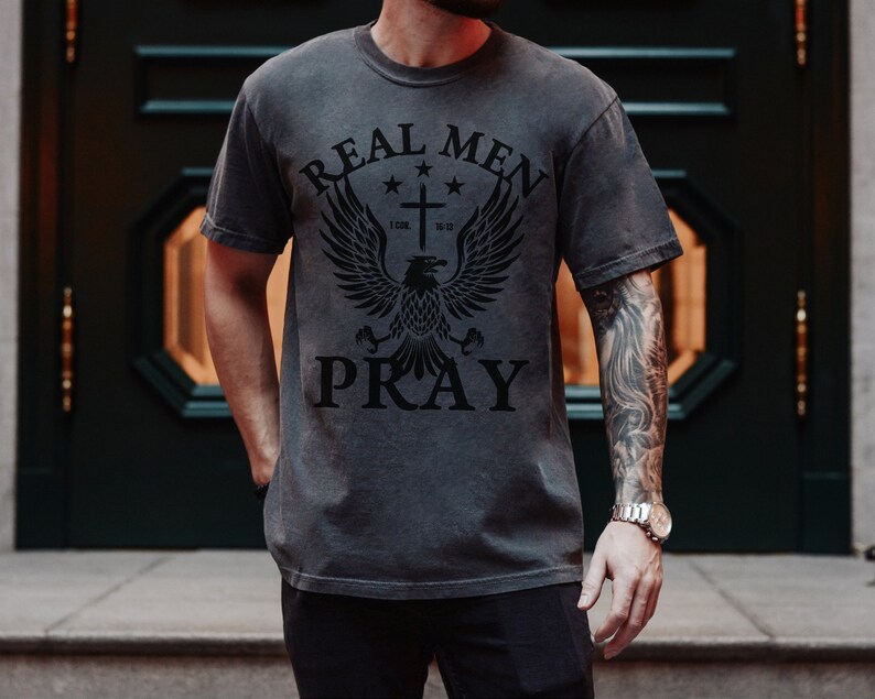 Real Men Pray Christian Men Shirt Bible Verse Christian Gym Shirt ...