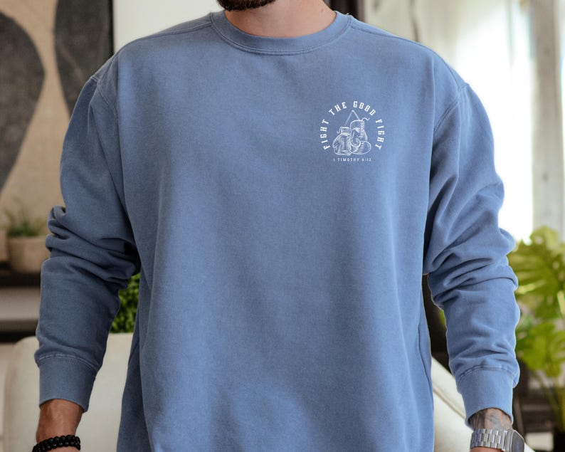 Fight the Good Fight Boxing Mens Christian Sweatshirt Jesus Sweatshirt ...