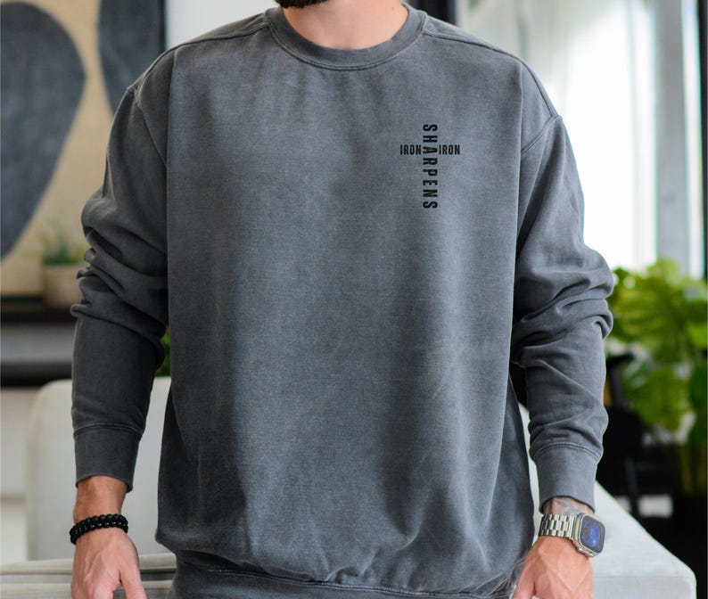 Iron Sharpens Iron Mens Christian Sweatshirt Bible Verse Sweatshirt ...