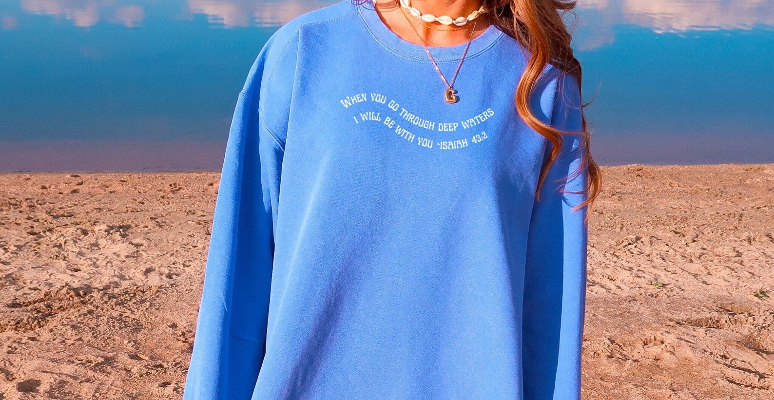 When You Go Through Deep Waters Isaiah Bible Verse Sweatshirt Beachy ...