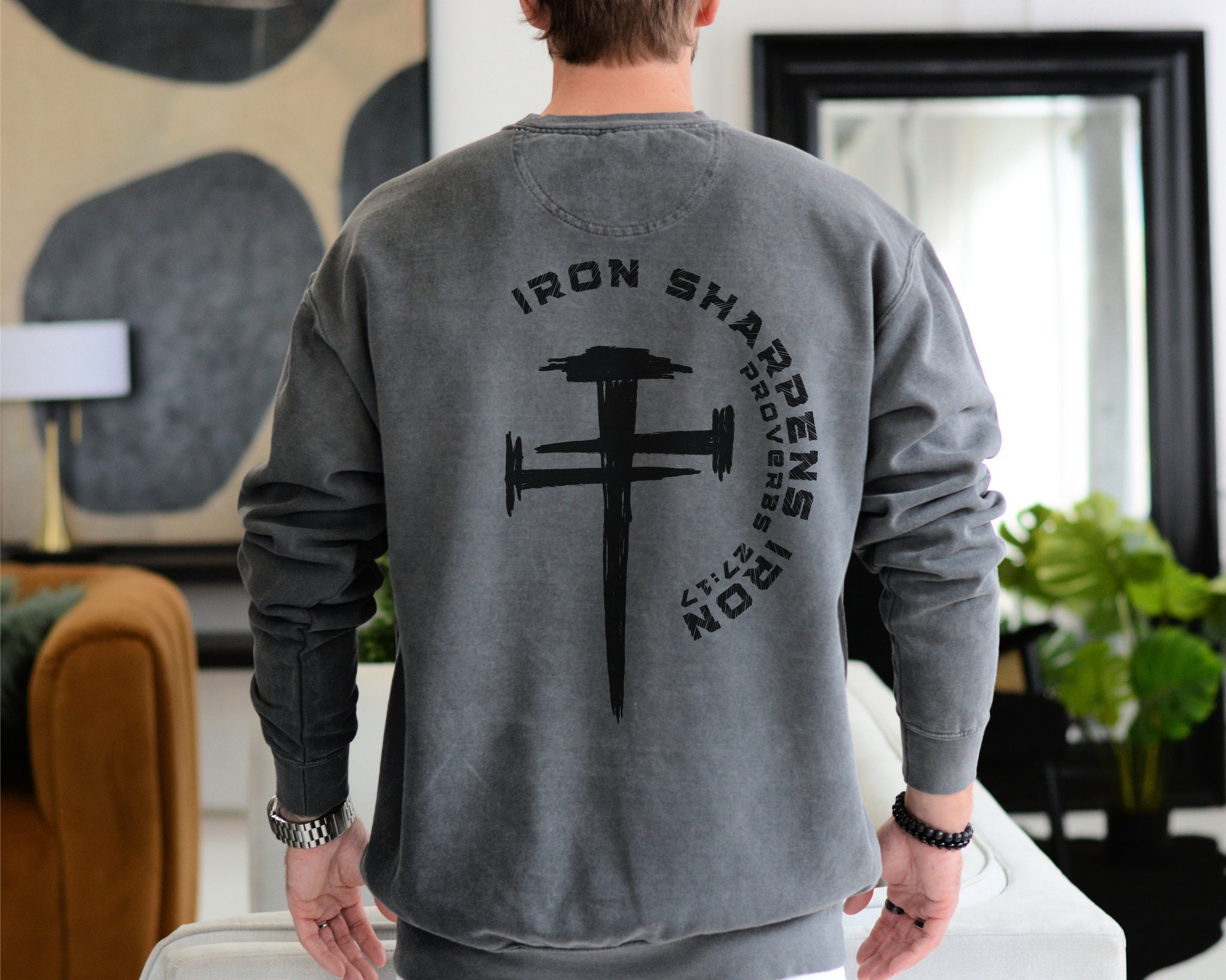 Iron Sharpens Iron Proverbs Bible Verse Sweatshirt Christian Gym ...