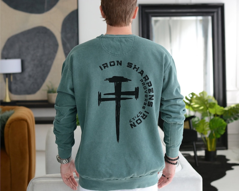 Iron Sharpens Iron Proverbs Bible Verse Sweatshirt Christian Gym ...