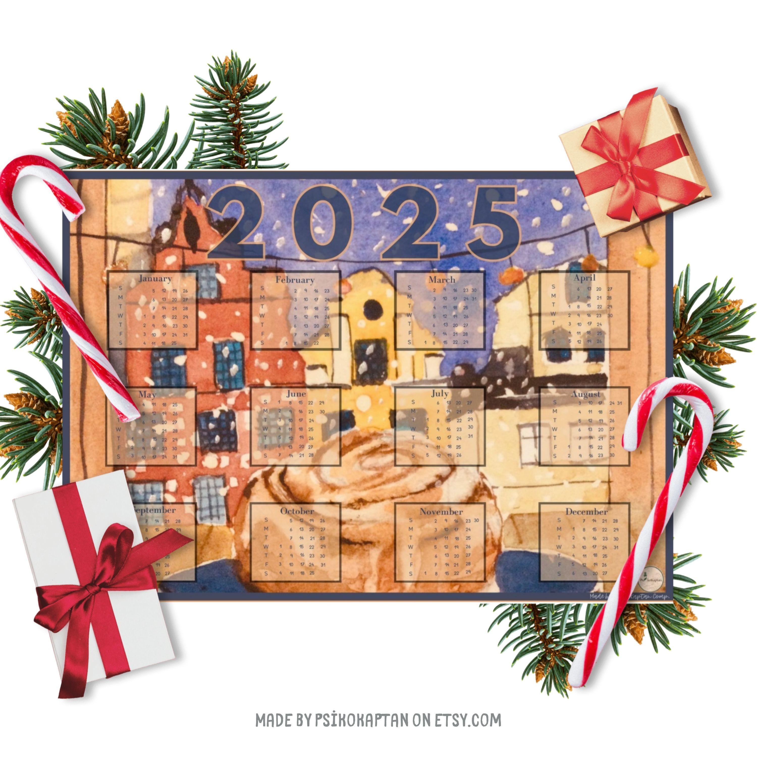 2025 Watercolor Cake Office Wall Calendar – Instant Digital Download - Etsy