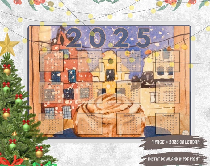 2025 Watercolor Cake Office Wall Calendar – Instant Digital Download - Etsy