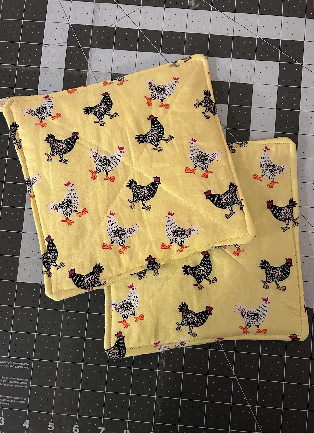 Yellow Chicken Hot Pads | Set of 2 - Etsy