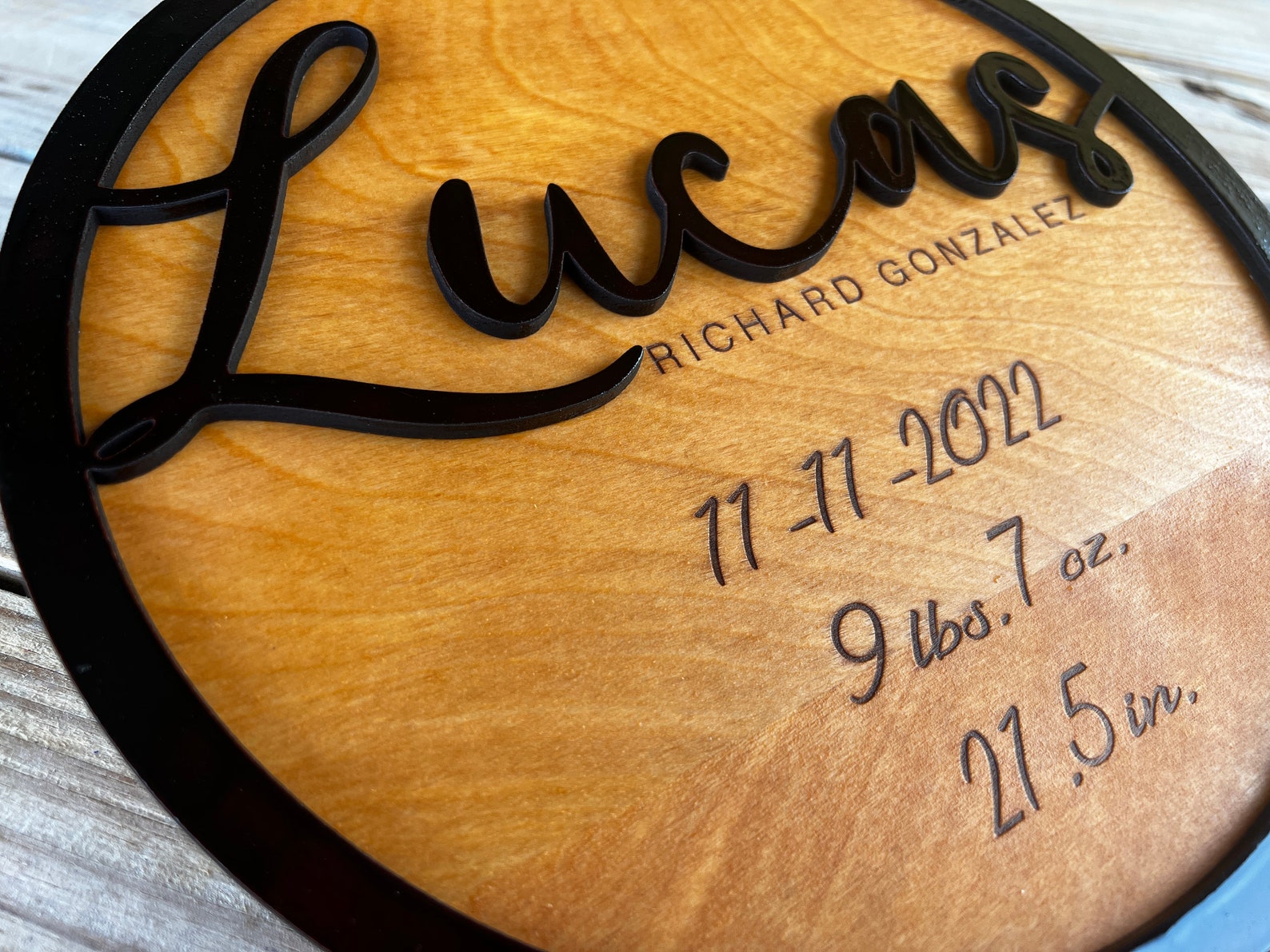 Birth Announcement Sign | Personalised Baby Plaque | Lasercut Timber ...