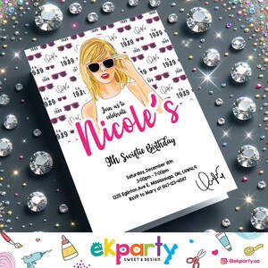 Taylor Birthday Party Digital Invitation Swiftie Card Invitación ...
