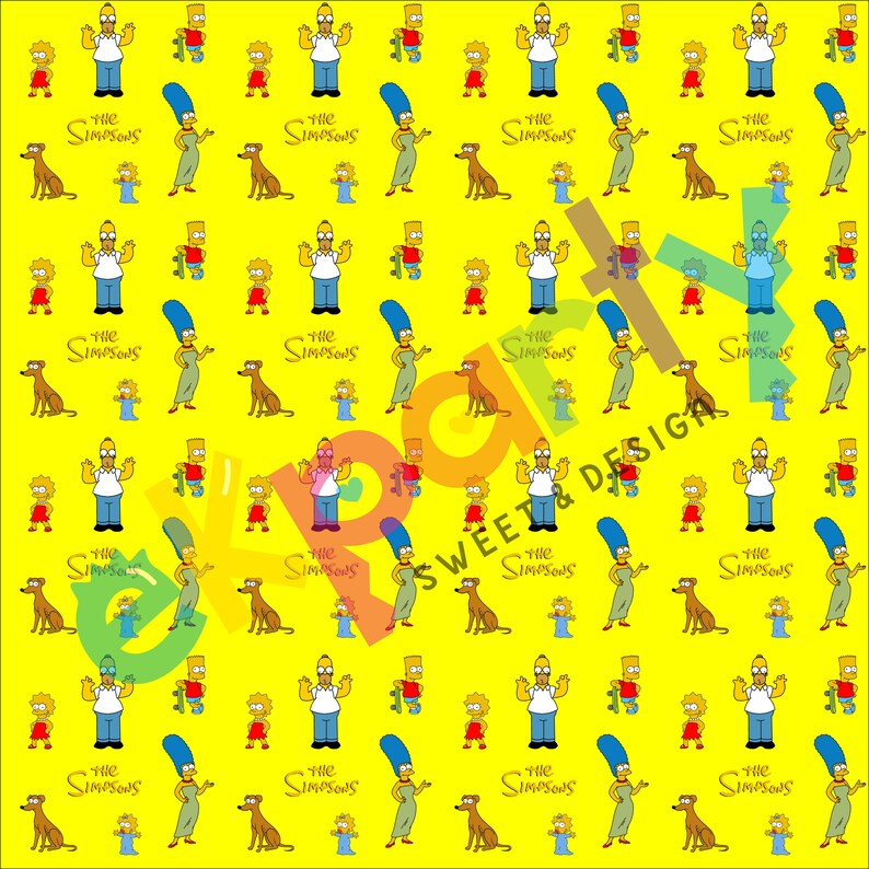 Simpsons Digital Paper, Patterns, Scrapbook Paper, Background, Set of ...