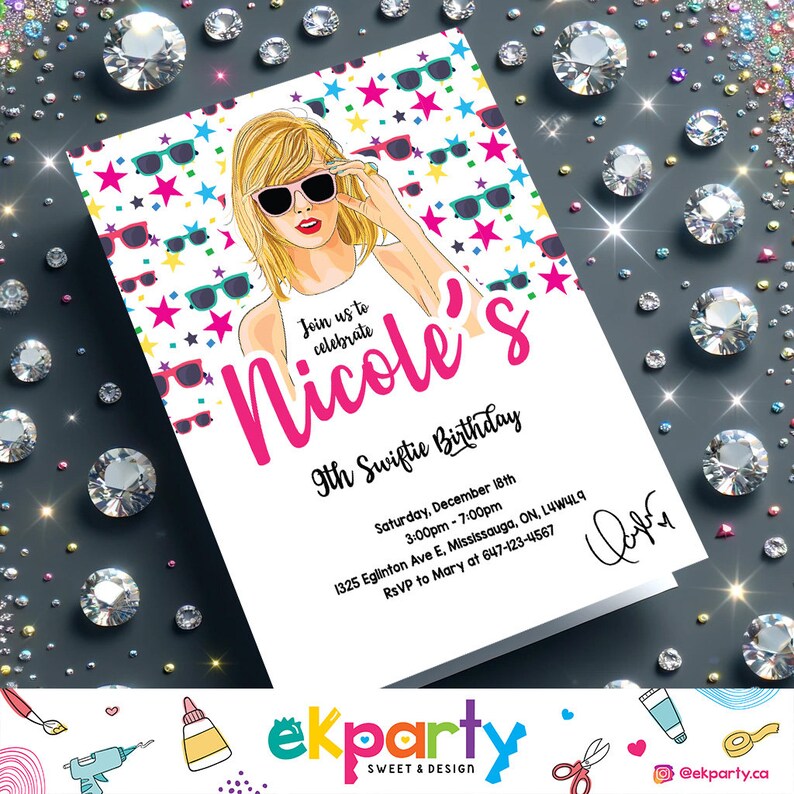 Taylor Birthday Party Digital Invitation Swiftie Card Invitación ...