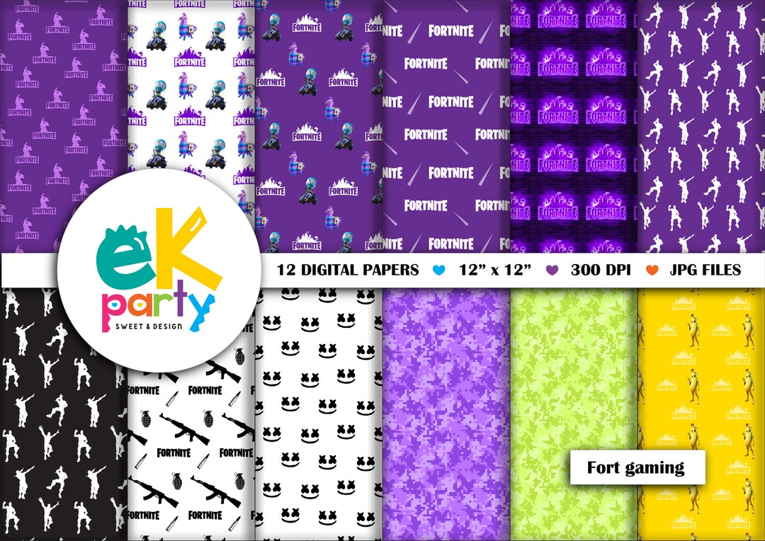 Fort Gaming Digital Paper, Patterns, Scrapbook Paper, Gamer, Background ...