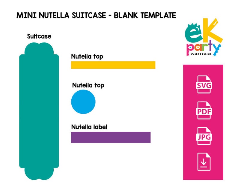 Nutella Suitcase Template, Blank Template, Digital File Pattern Nutella ...