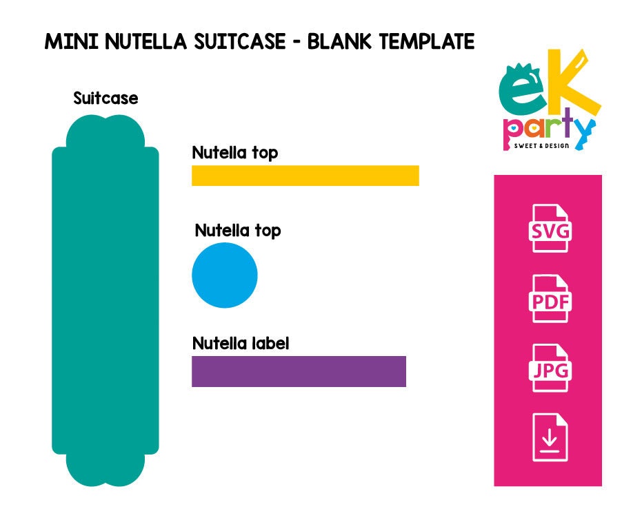 Nutella Suitcase Template, Blank Template, Digital File Pattern Nutella ...