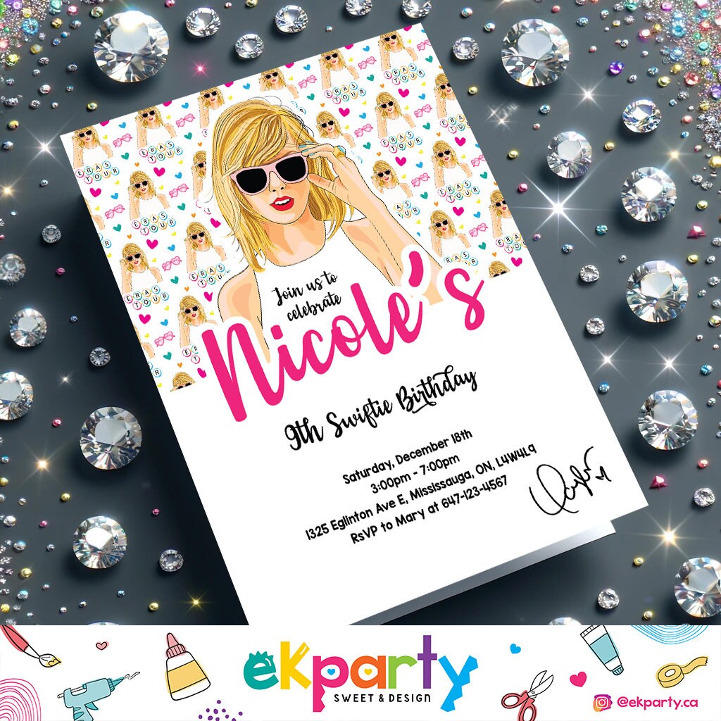 Taylor Birthday Party Digital Invitation Swiftie Card Invitación ...