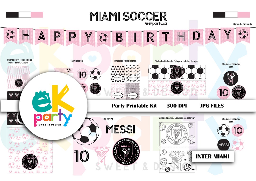 Kit imprimible del Inter Miami Party, kit imprimible, toppers ...