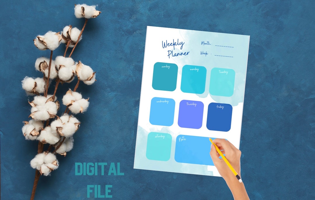 Printable Weekly Planner (blue) - Etsy