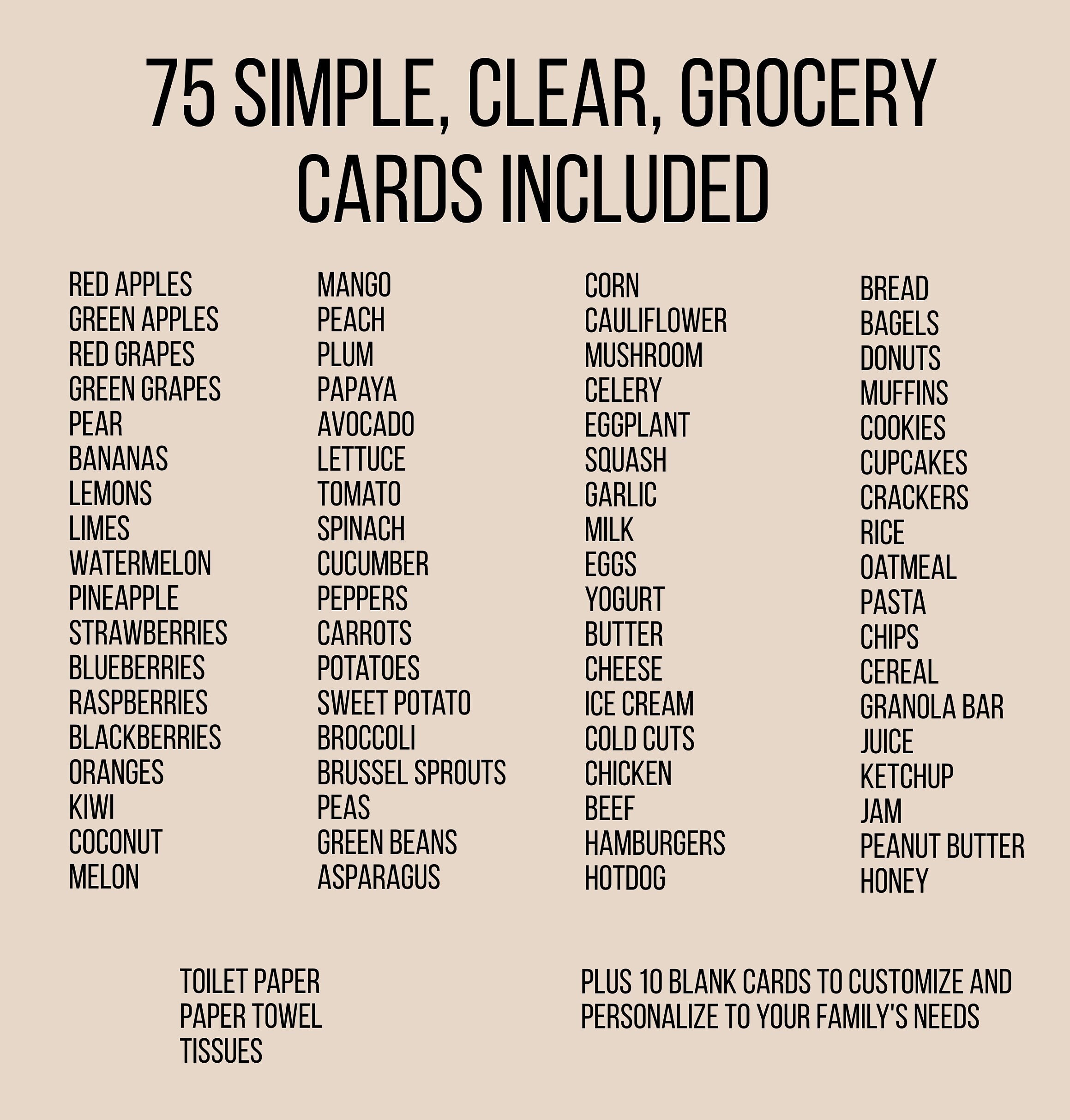 Toddler Personalized Visual Grocery List Montessori Reusable Grocery ...