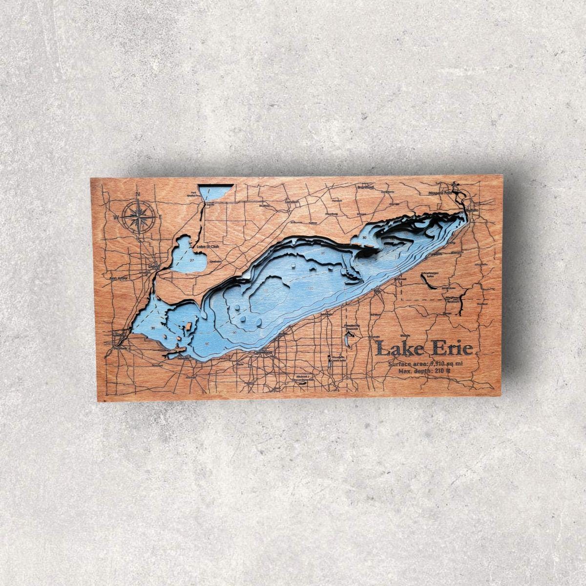 Lake Erie Depth Map - Etsy