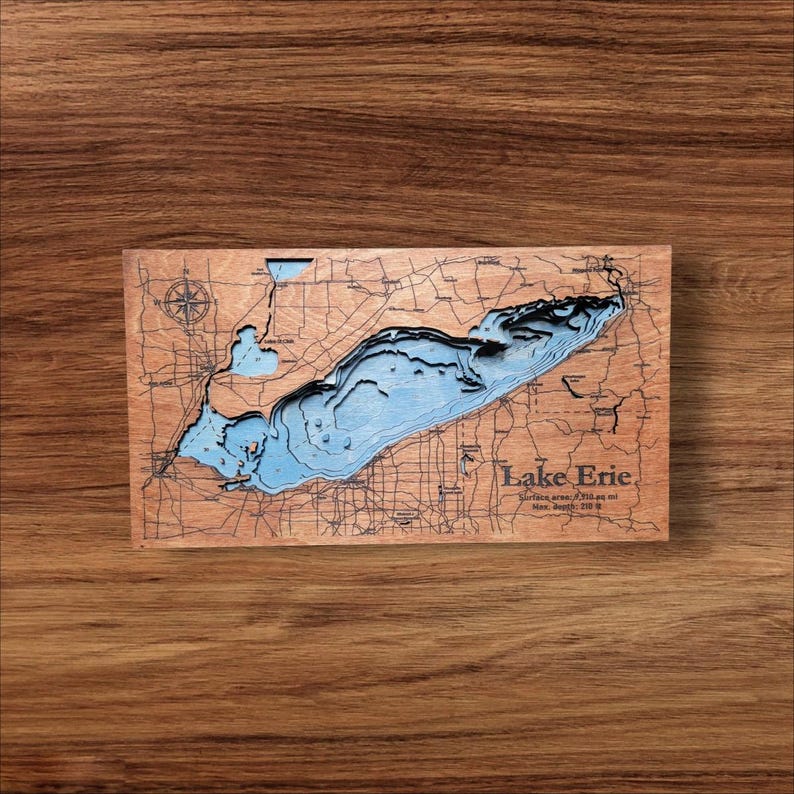 Lake Erie Depth Map - Etsy