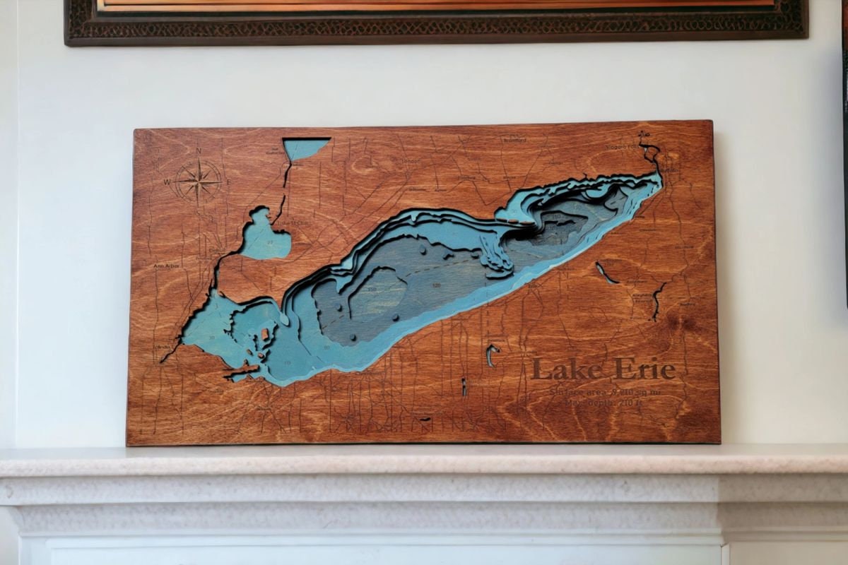Lake Erie Depth Map - Etsy