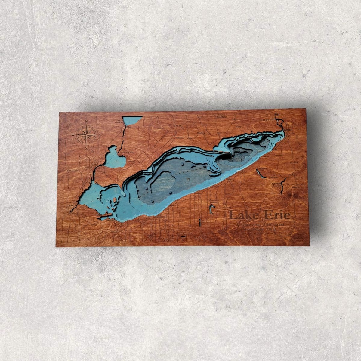 Lake Erie Depth Map - Etsy