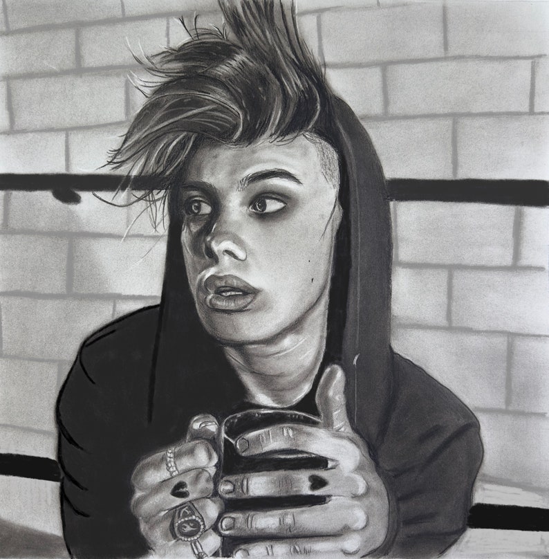 Charcoal Drawing, Art Print, Portrait of Yungblud 20x20, Hand Signed - Etsy