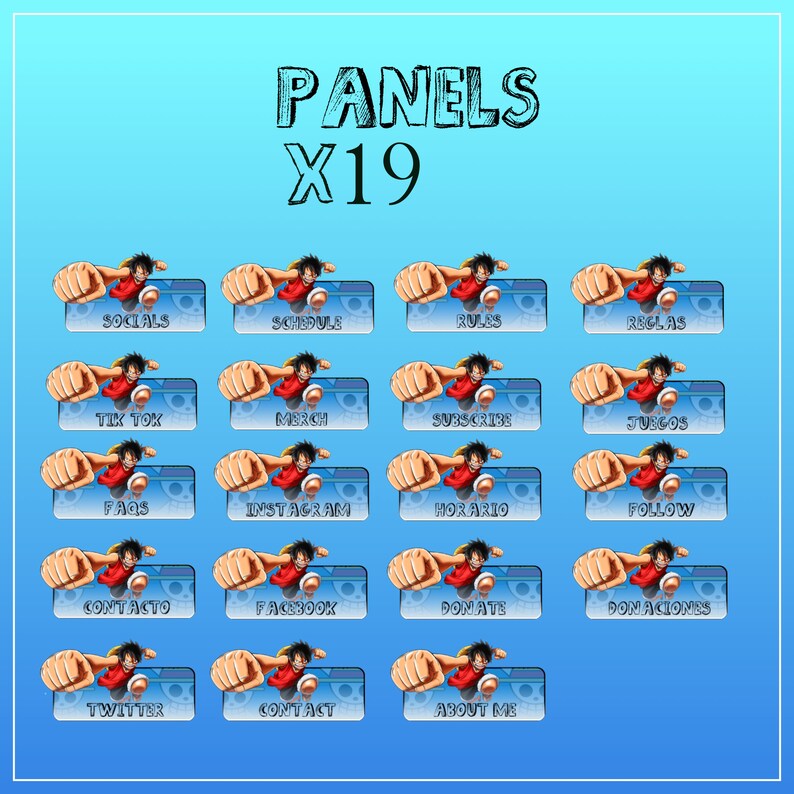 One Piece Stream Overlay Animated Pack, One Piece Stream Pack, Anime ...