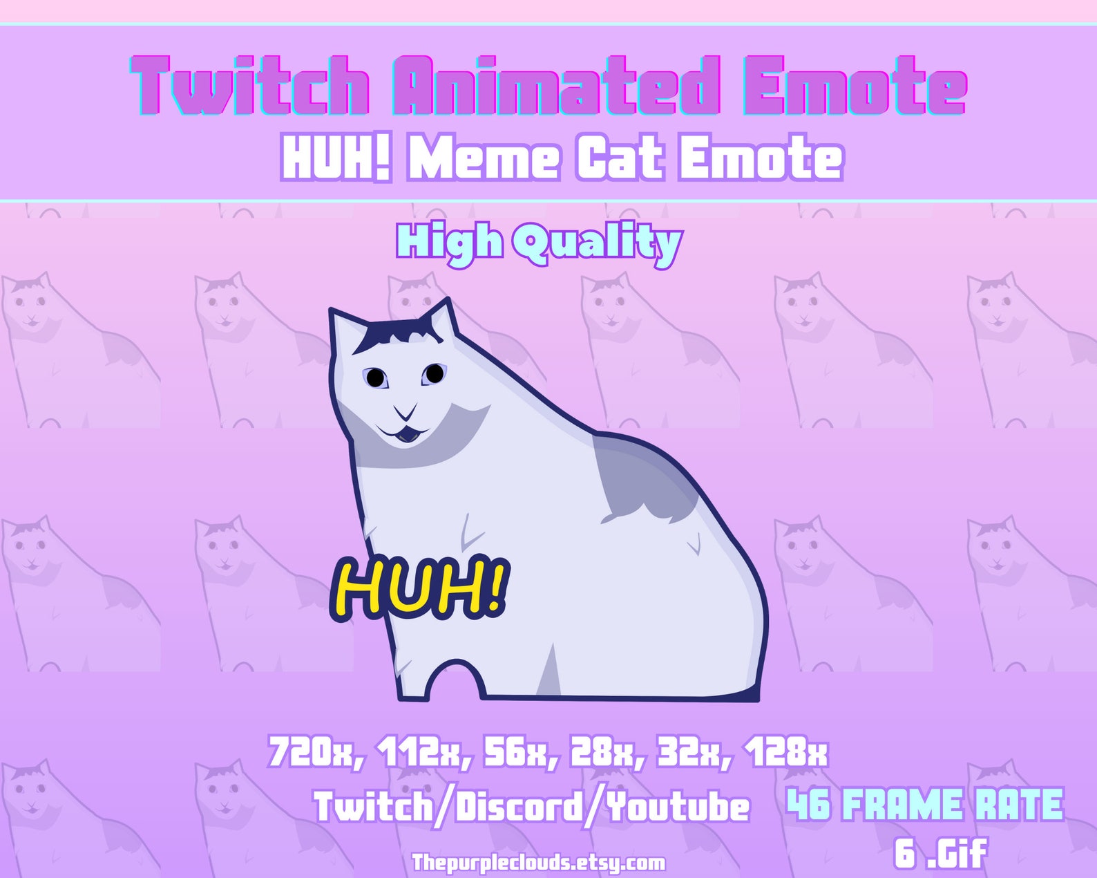HUH! Animated Emote Cat, Twitch Meme, Meme Emote, Cat Meme Emotes, Huh ...