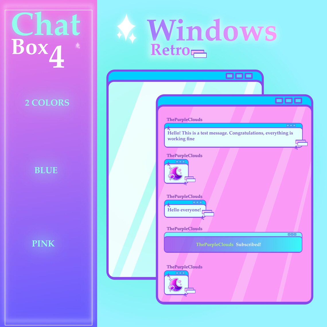 Chat Widget Retro Windows for Twitch, Retro Window Widget, Colorful ...