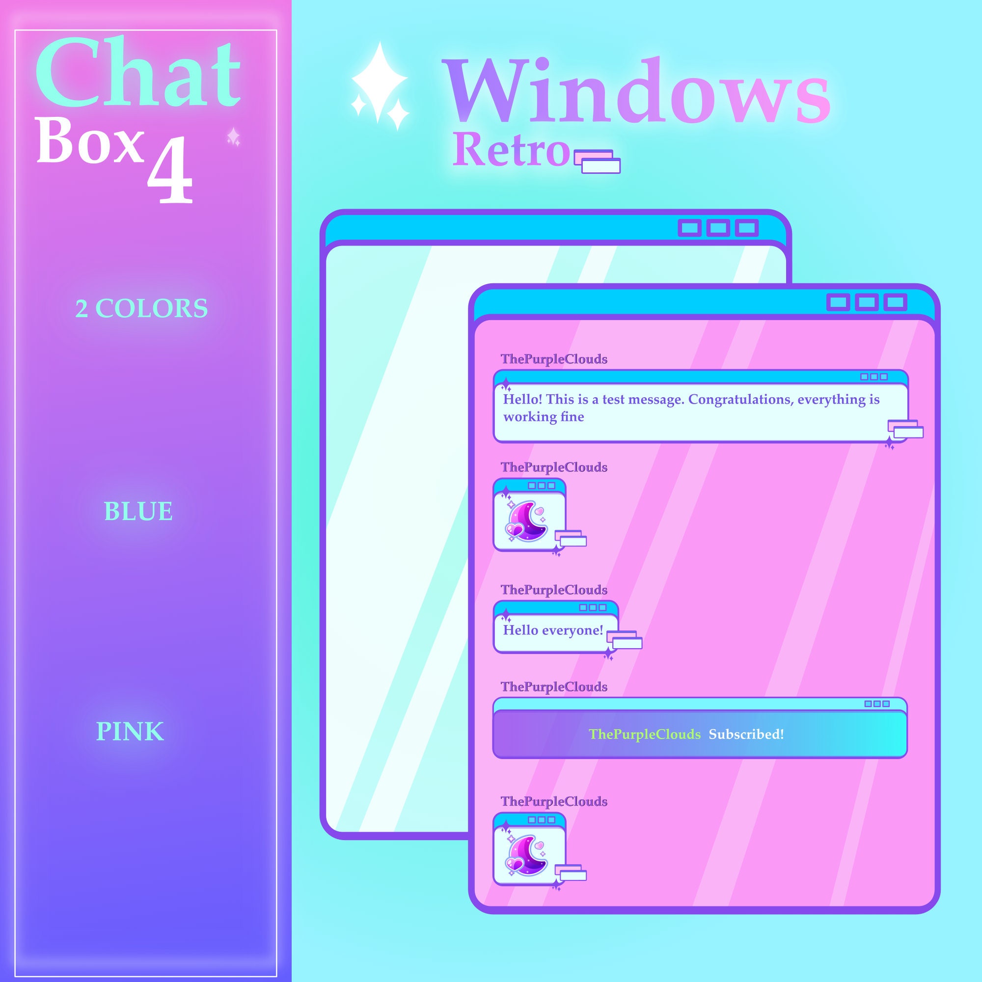 Chat Widget Retro Windows for Twitch, Retro Window Widget, Colorful ...