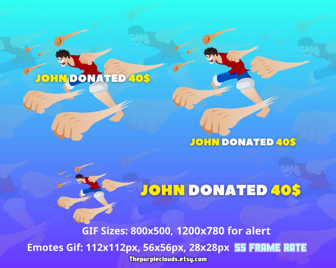 ANIMATED Twitch Alert Twitch Alert Anime Alert Gum Gatling - Etsy