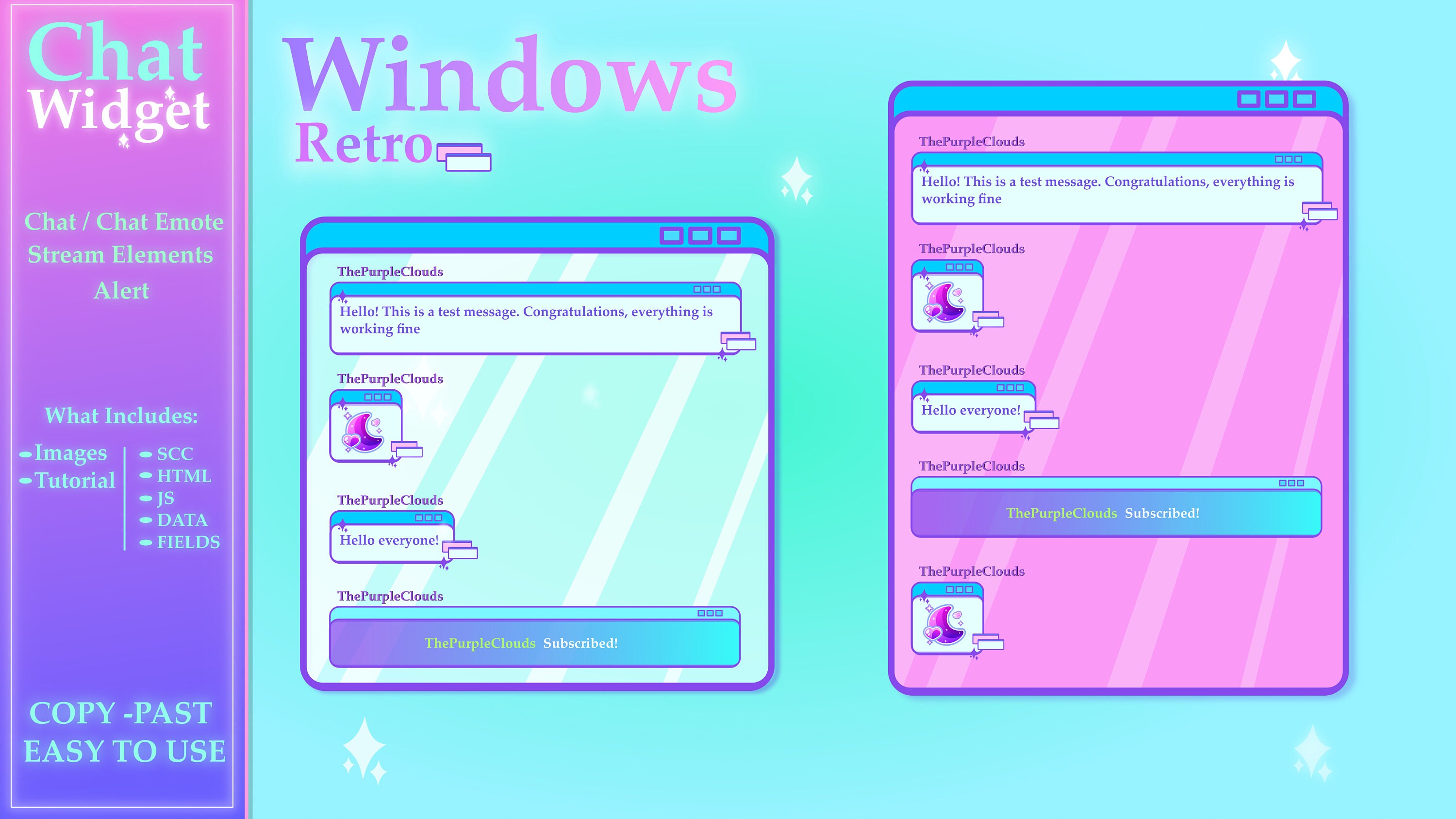 Chat Widget Retro Windows for Twitch, Retro Window Widget, Colorful ...
