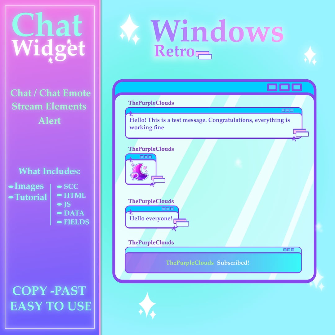 Chat Widget Retro Windows for Twitch, Retro Window Widget, Colorful ...
