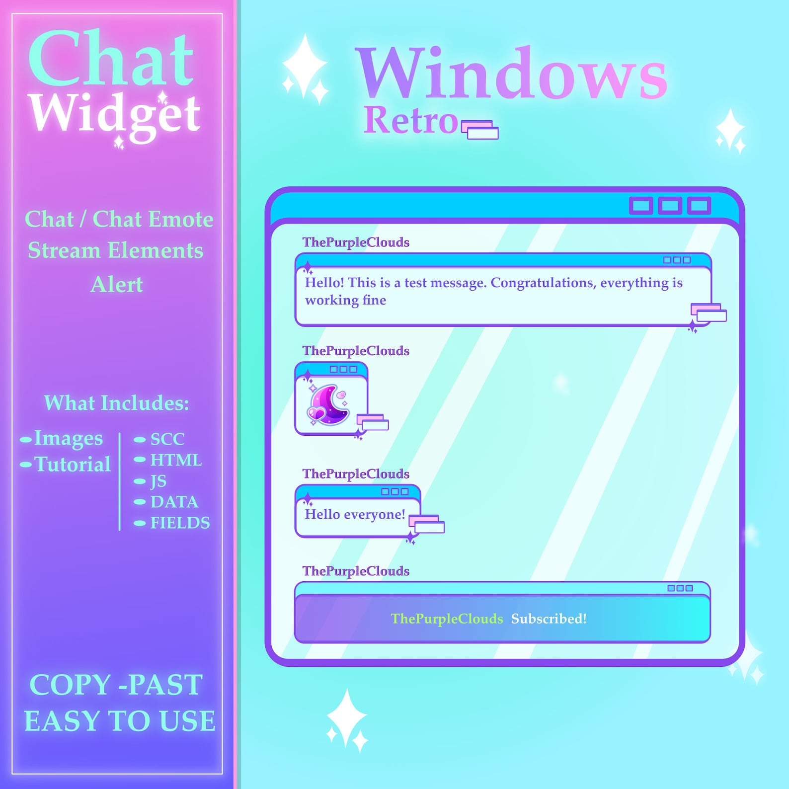 Chat Widget Retro Windows for Twitch, Retro Window Widget, Colorful ...