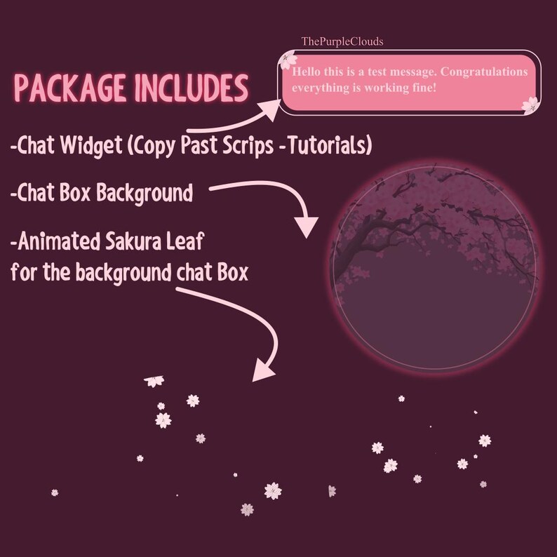 Sakura Flowers Chat Widget Animated, Japanese Stream Graphics for ...