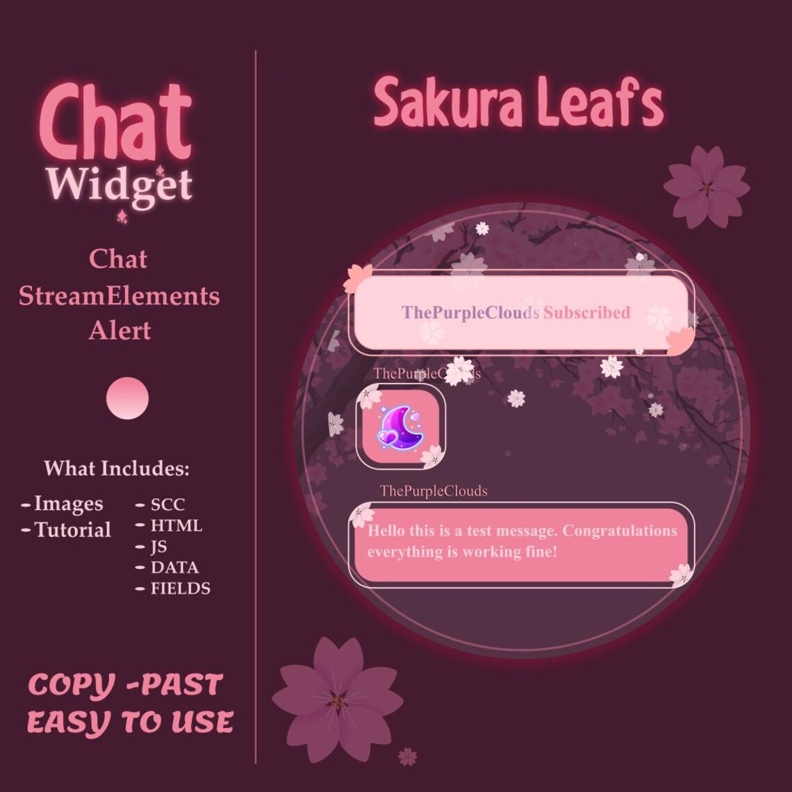 Sakura Flowers Chat Widget Animated, Japanese Stream Graphics for ...