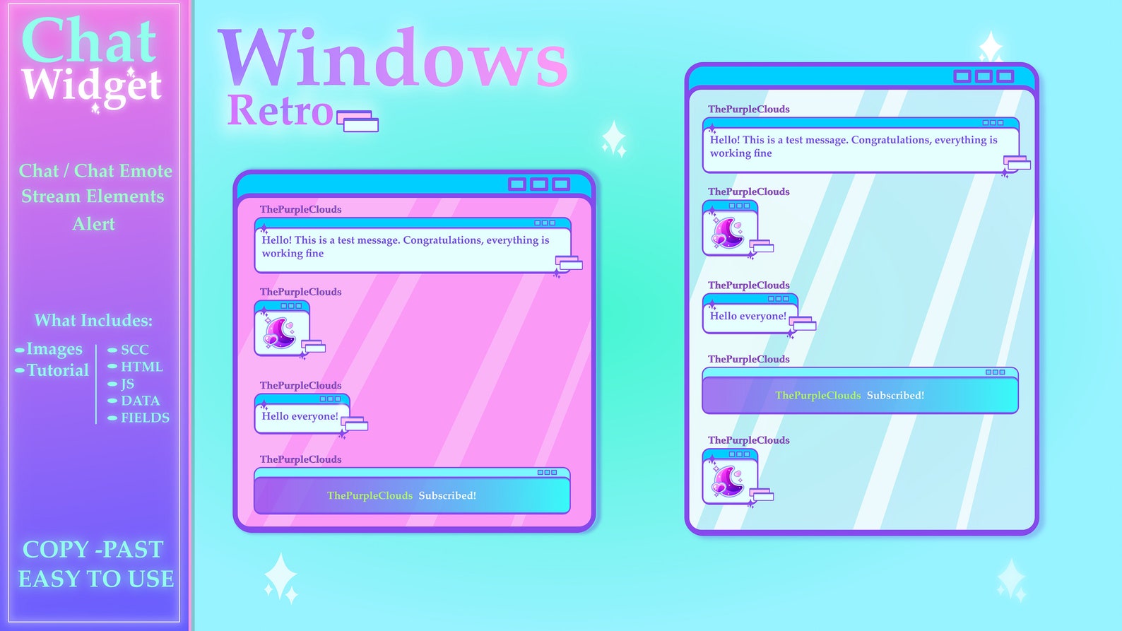 Chat Widget Retro Windows for Twitch, Retro Window Widget, Colorful ...